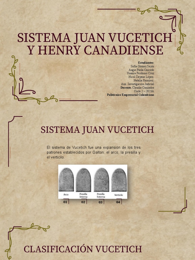 Sistema Juan Vucetich y Henry Canadiense | PDF | Huella dactilar ...
