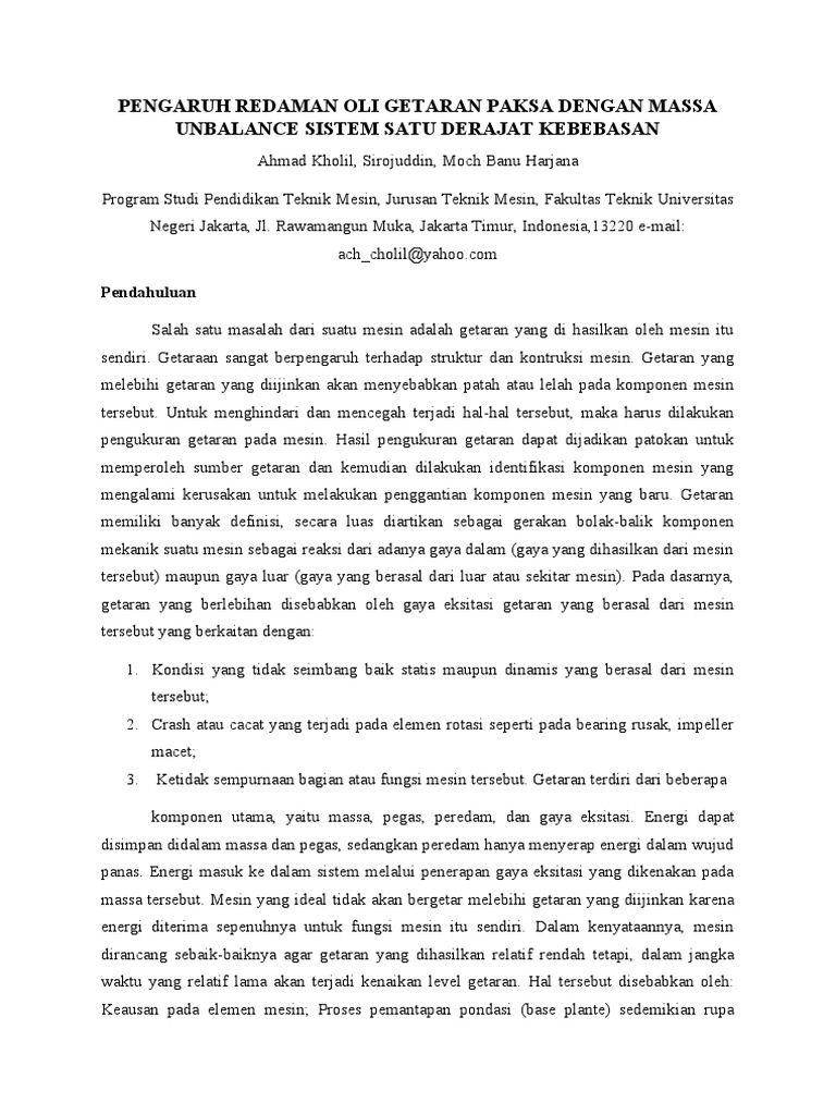 Dampak Redaman Oli pada Getaran Mesin | PDF