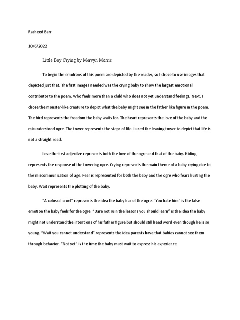 Little Boy Crying by Mervyn Morris | PDF