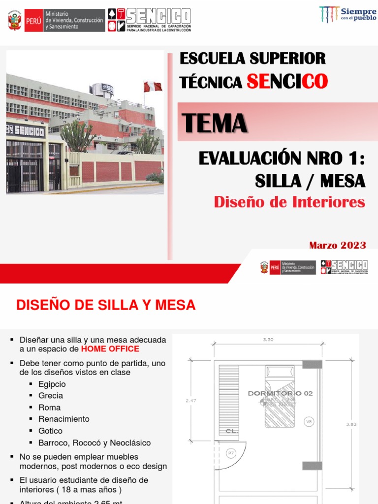 Evaluacion Nro 1 Mesa y Silla | PDF | Mueble | Diseño