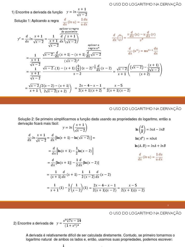 Uso Do Log | PDF | Logaritmo | Derivado