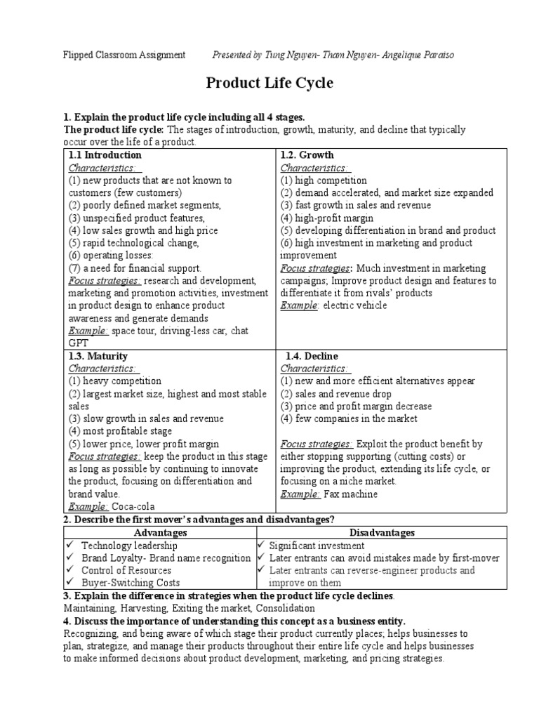 GROUP 6 - Product Life Cycle - Flipped Classroom Assignment-V1 | PDF ...