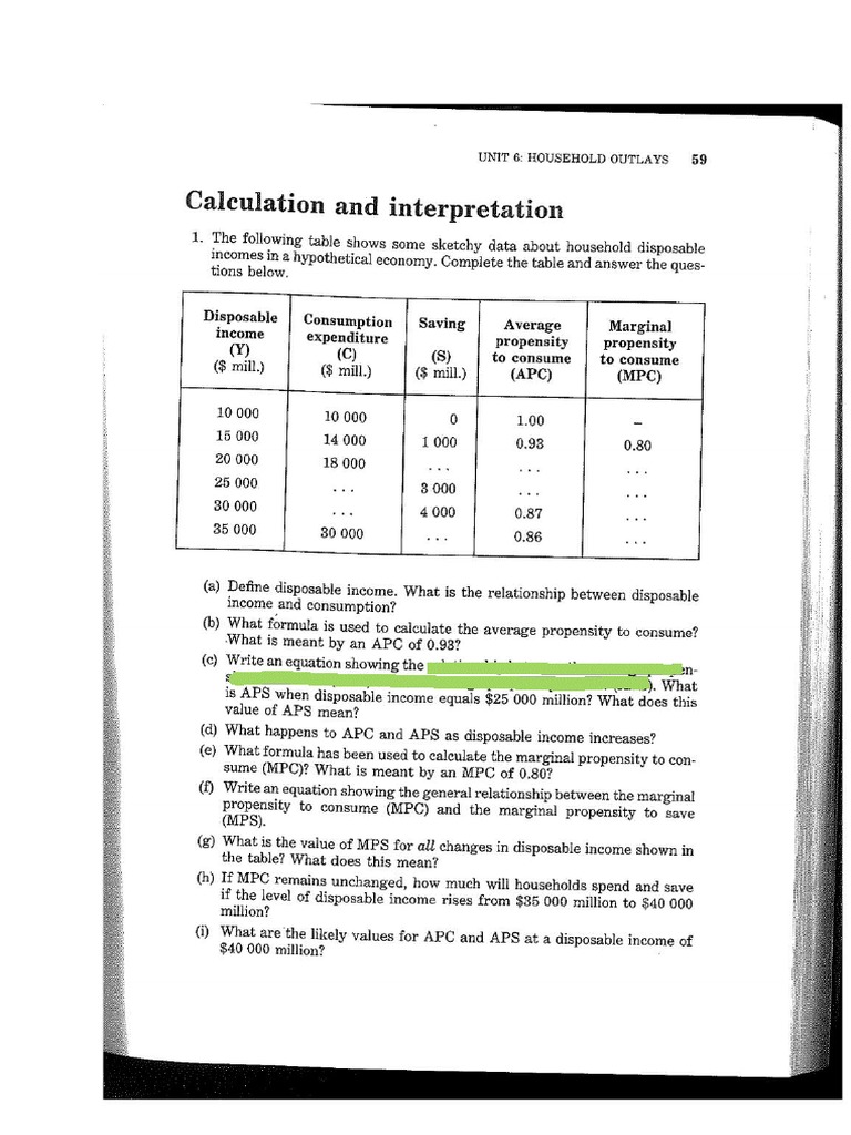 Extra APC & MPC Worksheet | PDF