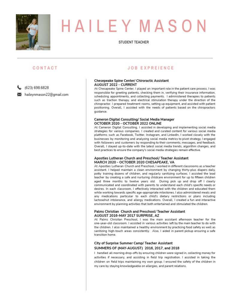 Hailey Mason Teaching Resume | PDF | Social Media | Popular Culture & Media Studies