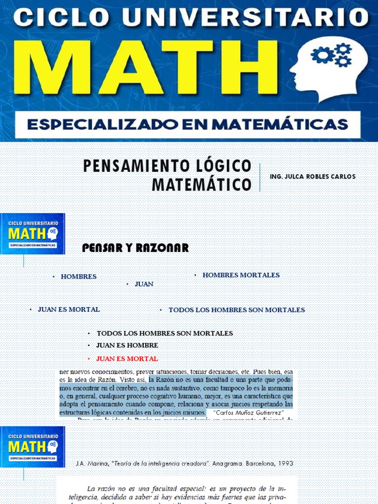 Razonamiento lógico y sus elementos constitutivos | PDF | Pensamiento ...