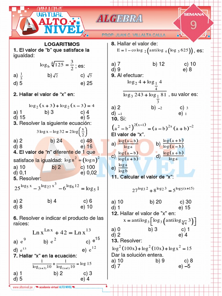 Problemas de Logaritmos y Ecuaciones Matemáticas | PDF | Matemáticas