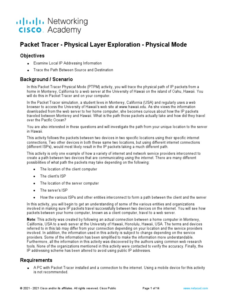 4.7.1 Packet Tracer - Physical Layer Exploration - Physical Mode | PDF ...