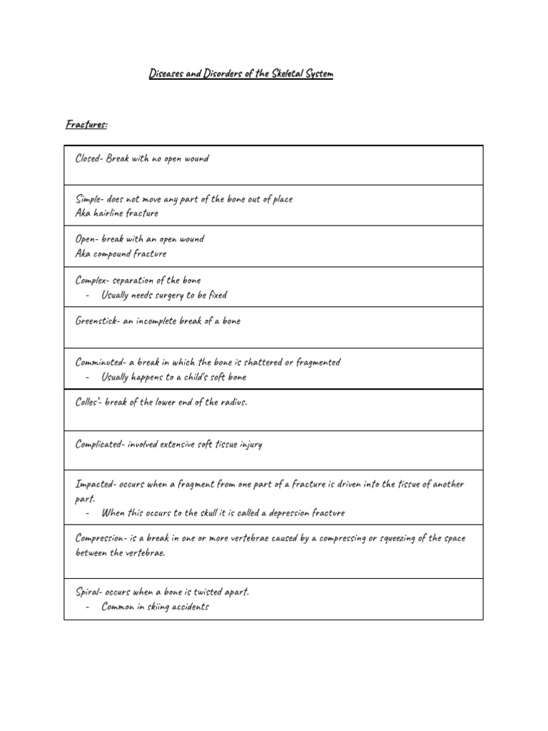Skeletal System Diseases and Disorders | PDF | Vertebral Column | Bone