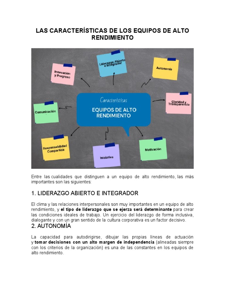 Las Características de Los Equipos de Alto Rendimiento | PDF ...