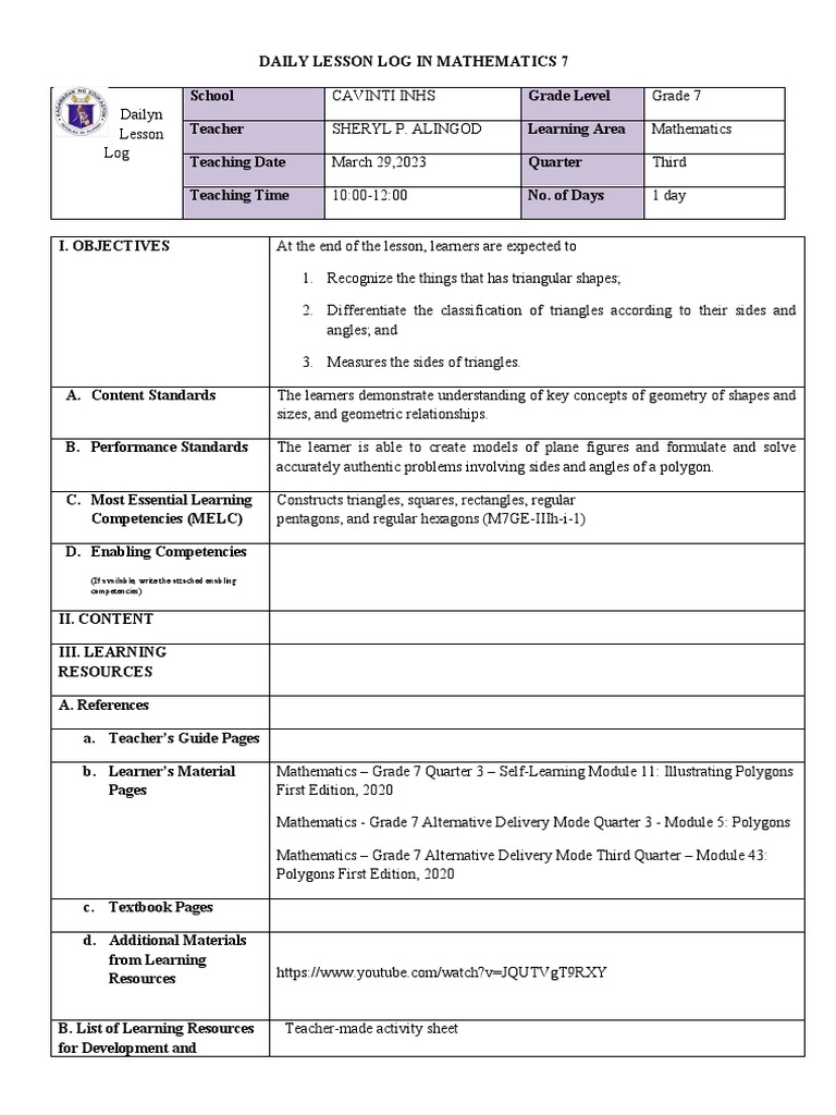 DDL Classification of Triangles | PDF | Triangle | Polytopes