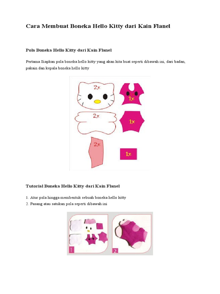 Cara Membuat Boneka Hello Kitty Dari Kain Flanel | PDF