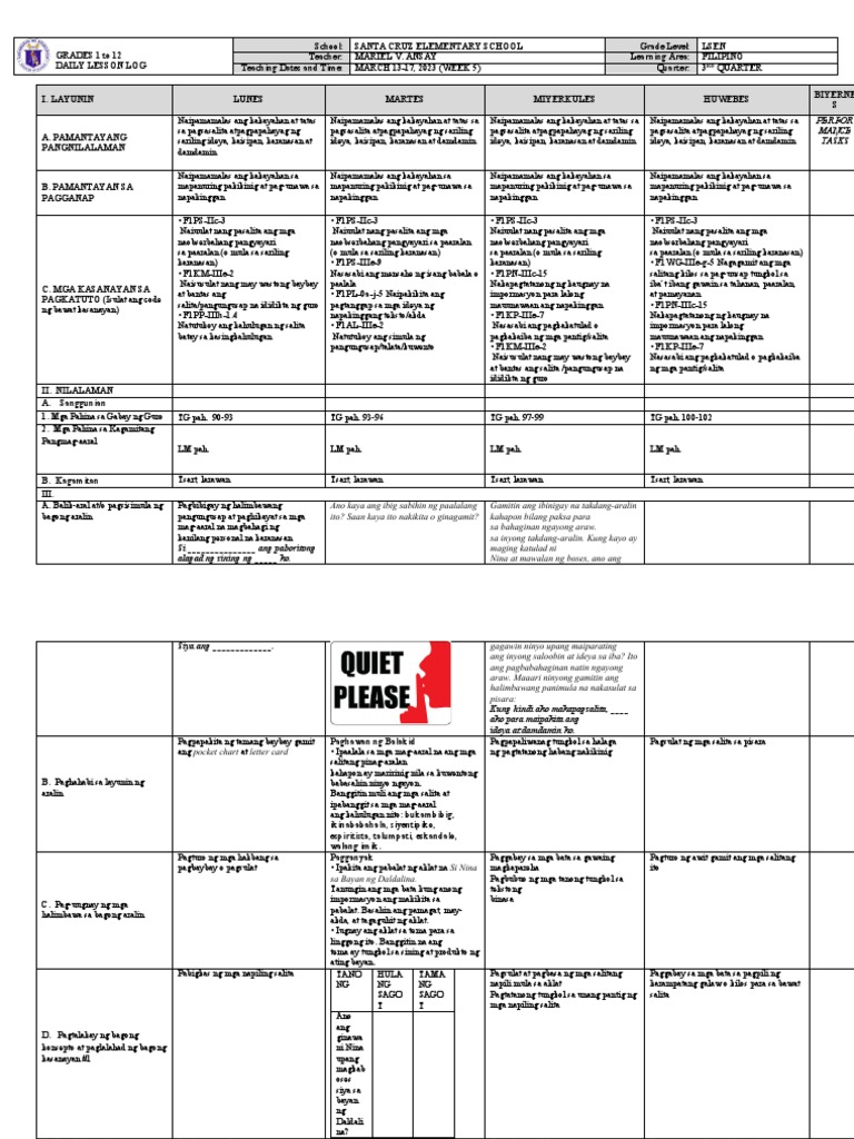 DLL - Filipino 1 - Q3 - W5 | PDF