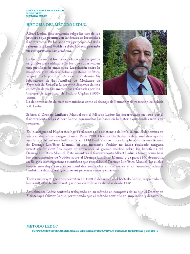 Drenaje Linfático Manual: Método Leduc | PDF | Sistema linfático | Edema