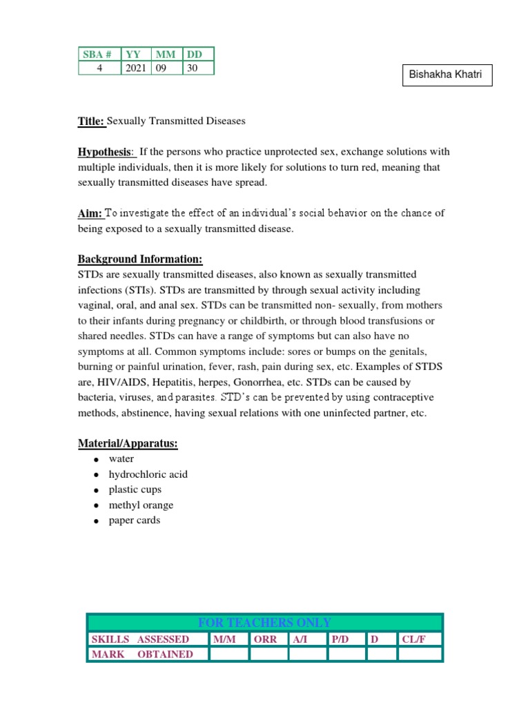 An Experimental Study on the Spread of Sexually Transmitted Diseases ...