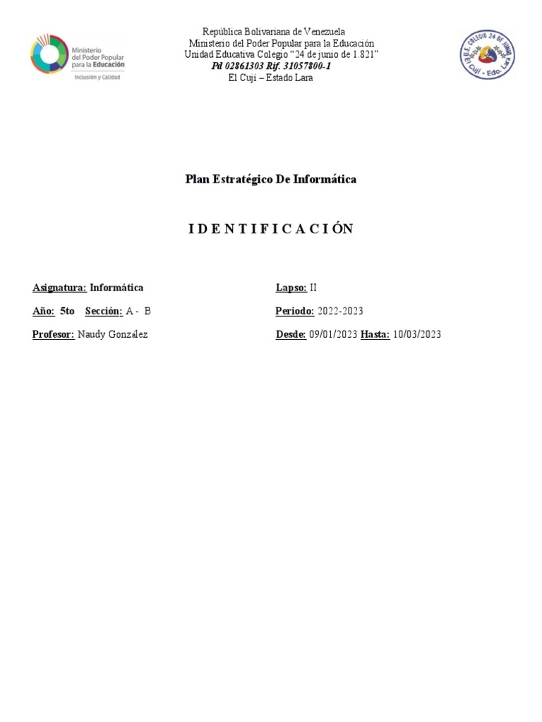 Informatica 5to Cronograma de Evaluación 2do Lapso | PDF | Programación de computadoras | Blog
