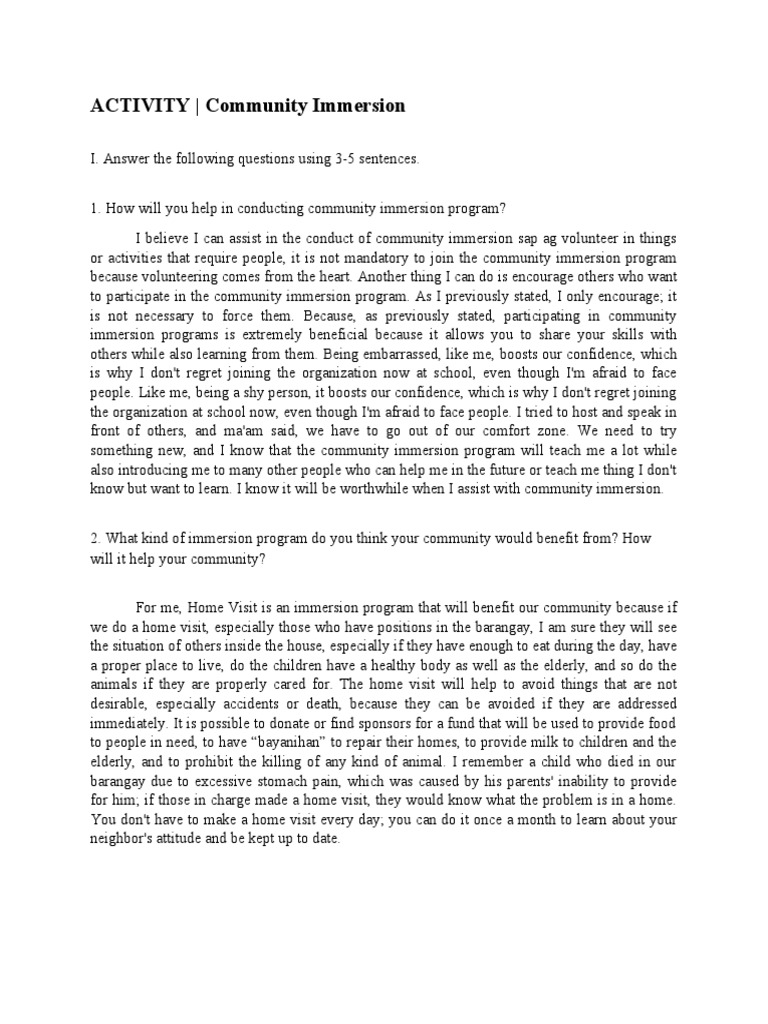 NSTP 02 Activity 4 Community Immersion | PDF