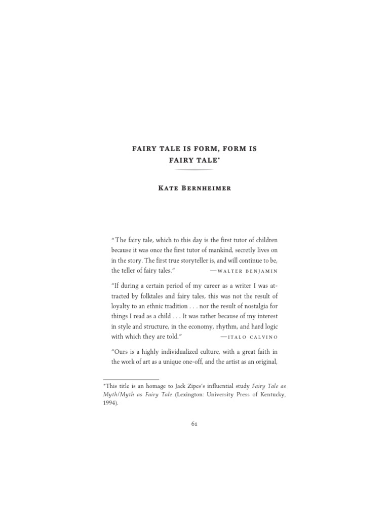 Fairy Tale Is Form Form Is Fairy Tale | PDF | Fairy Tales | Fairies