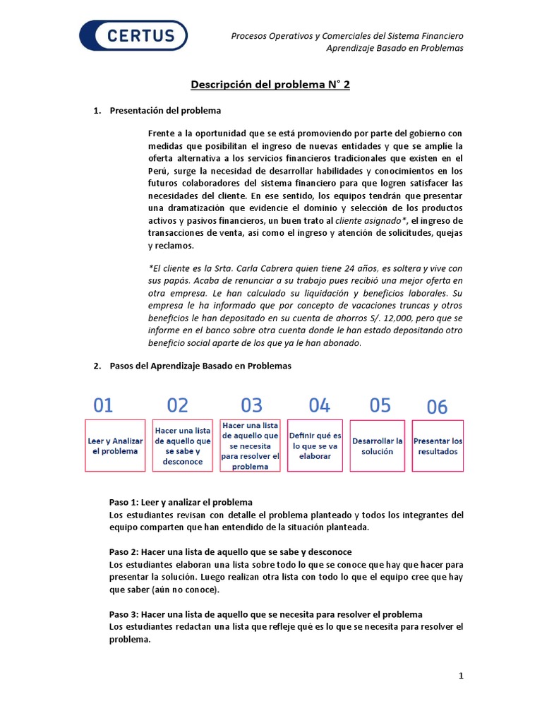 Descripción Del Problema 2 | PDF | Aprendizaje | Sistema financiero