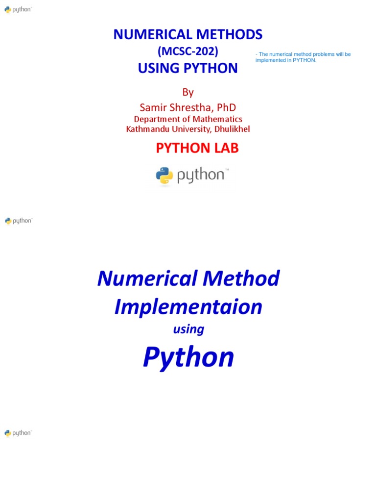 Numerical Methods Implinting by Python | PDF | Integral | Matrix ...