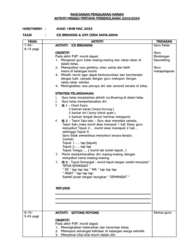 RPH Minggu Pertama-1 | PDF