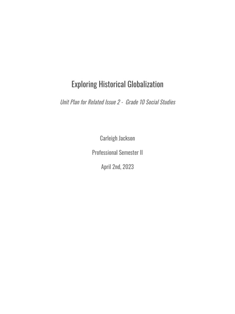 Ss 10 Ri2 - Unit Plan - Carleigh Jackson | PDF | Imperialism ...