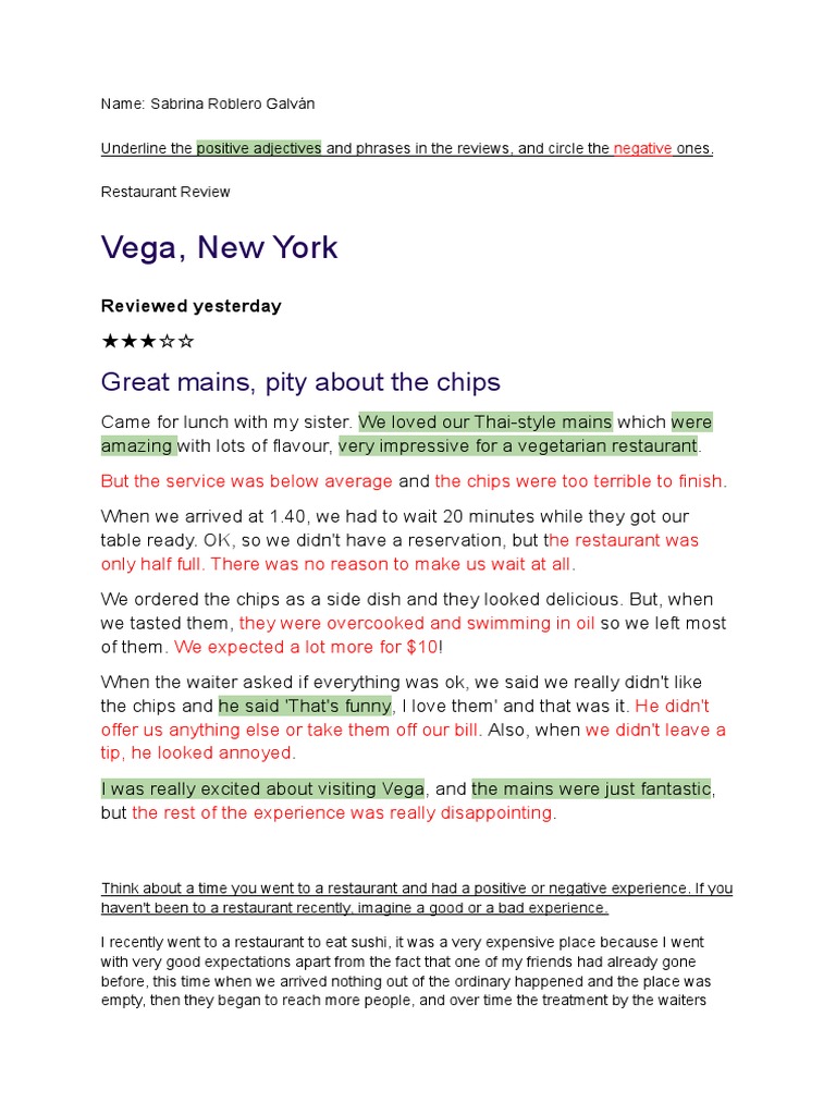 Restaurant Review | PDF