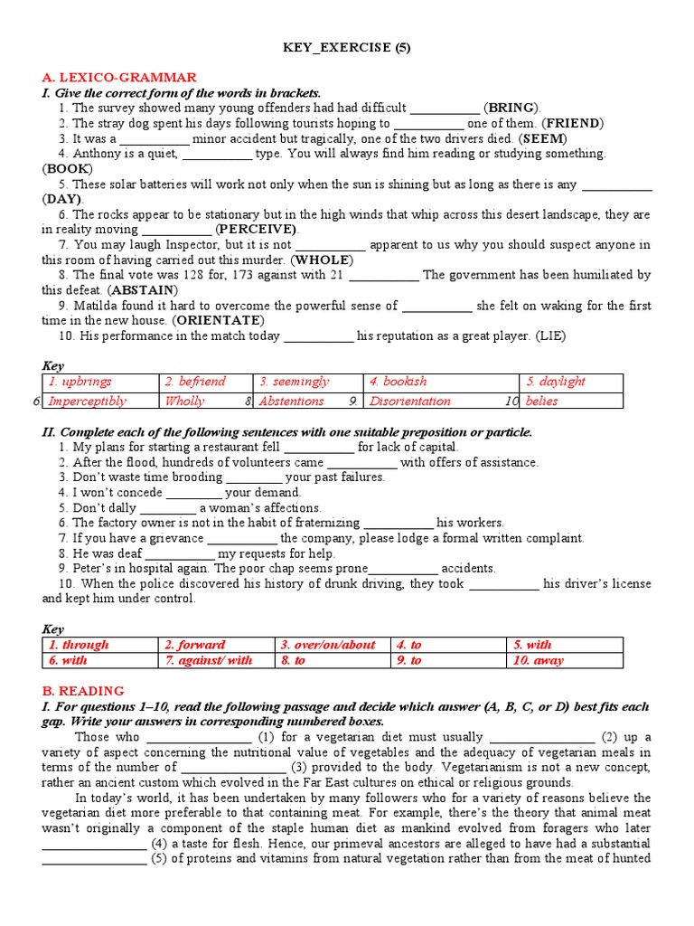 Exercise 5 - Key | PDF | Blood | Blood Cell