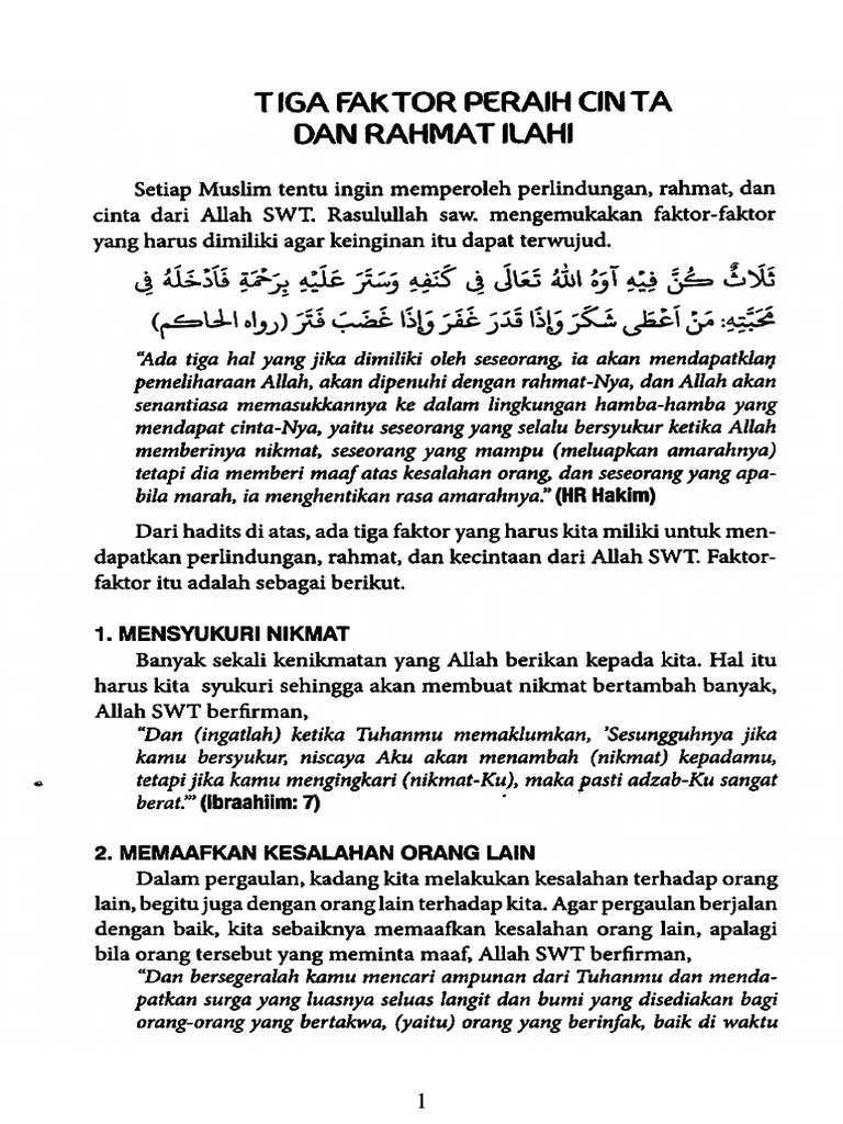 Kultum - 3 Faktor Peraih Cinta Dan Rahmat Ilahi | PDF