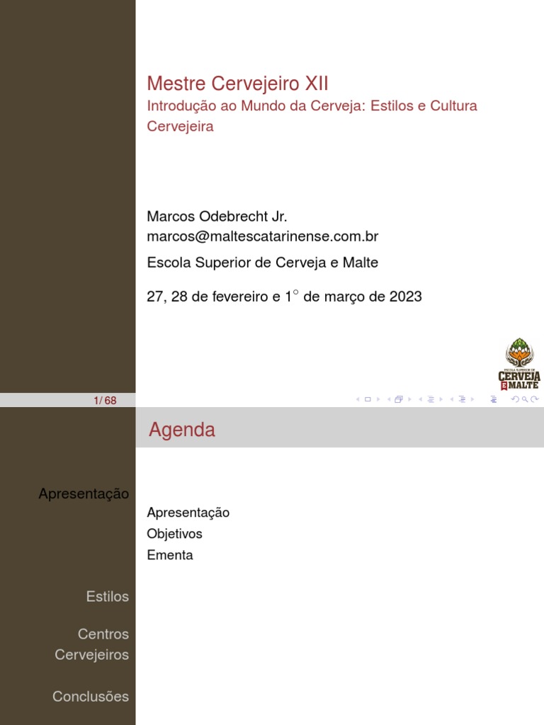 ESCM - Mestre Cervejeiro XII - Introdução - Estilos - Marcos - Fev 2023 ...