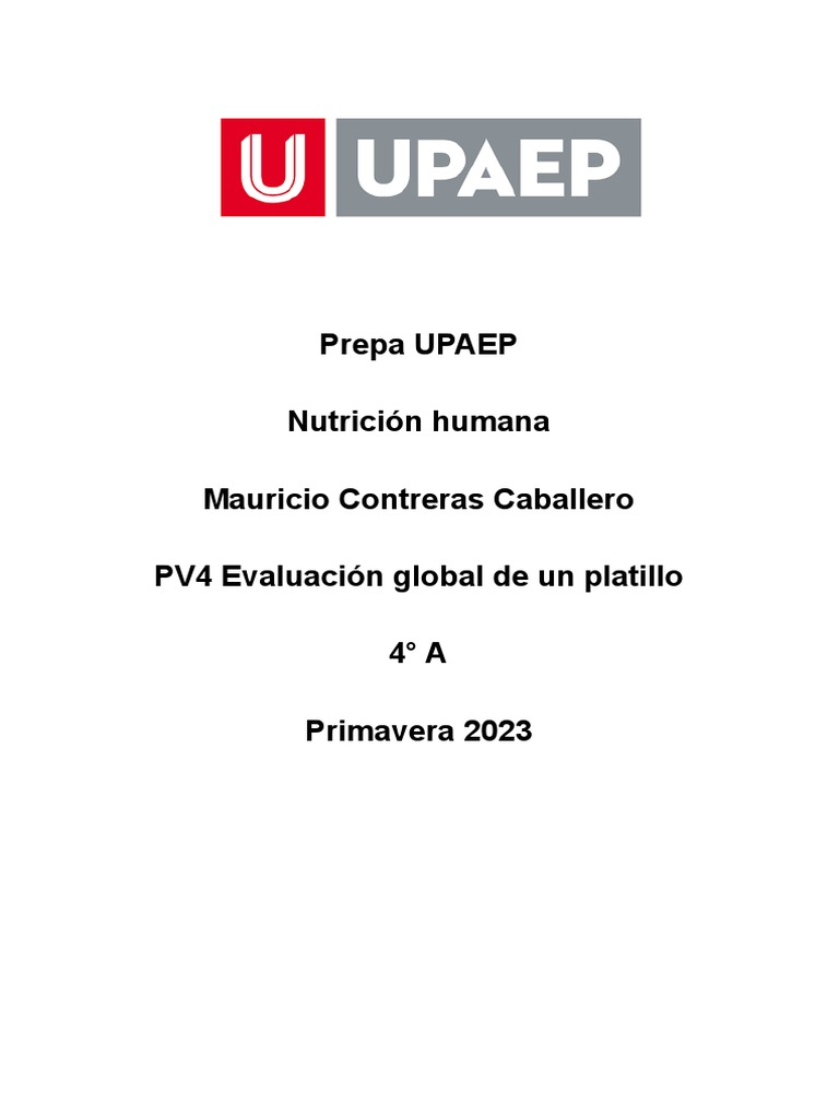 Contreras Caballero Mauricio PV4 | PDF | Alimentos | Dieta