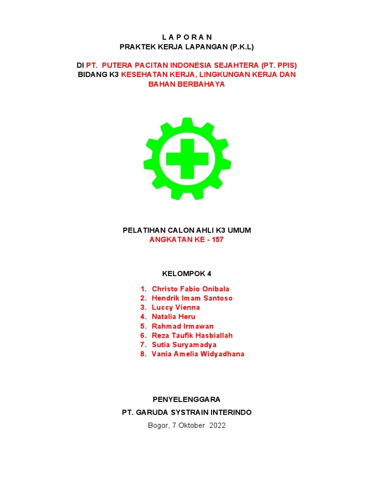 Laporan PKL K3 di PT PPIS 2022 | PDF