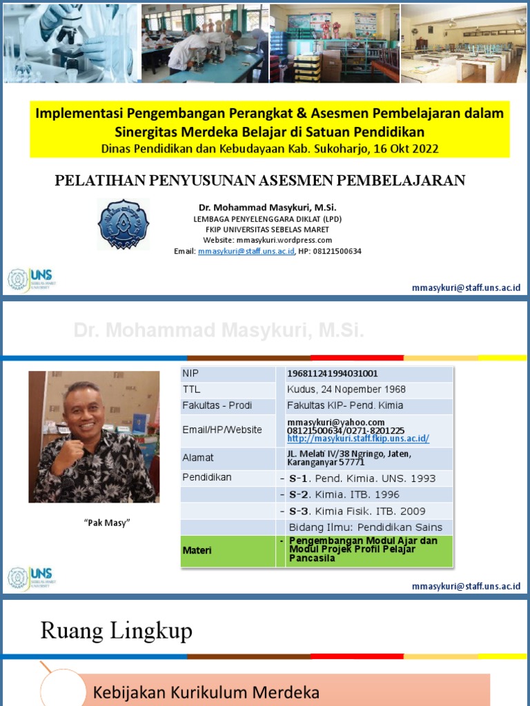 1 Pelatihan Penyusunan Asesmen Pembelajaran IKM - Masykuri UNS | PDF
