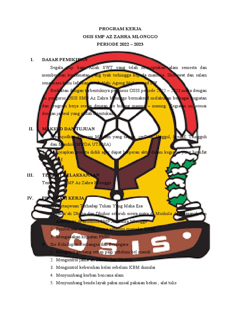 Program Kerja Osis | PDF