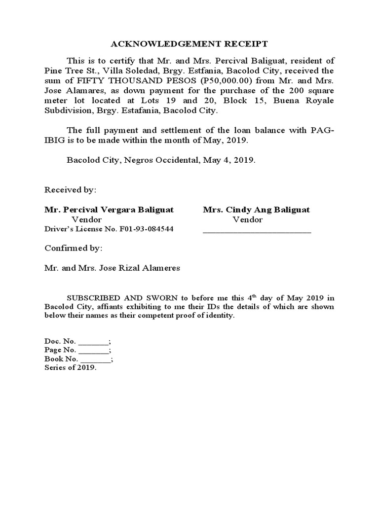 Acknowledgement Receipt | PDF