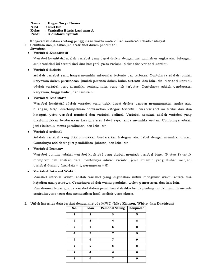 Jenis Variabel dalam Penelitian Statistika | PDF