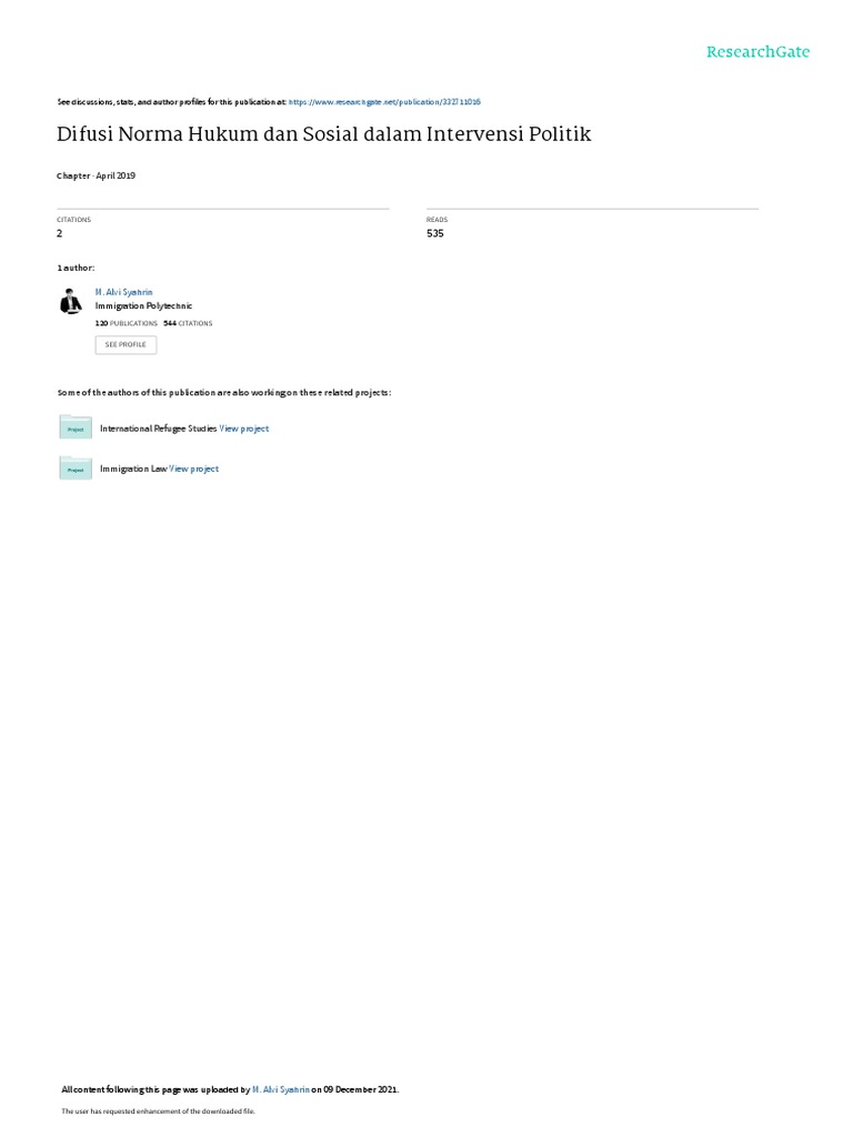Difusi Norma Hukum Dan Sosial Dalam Intervensi Politik: April 2019 ...