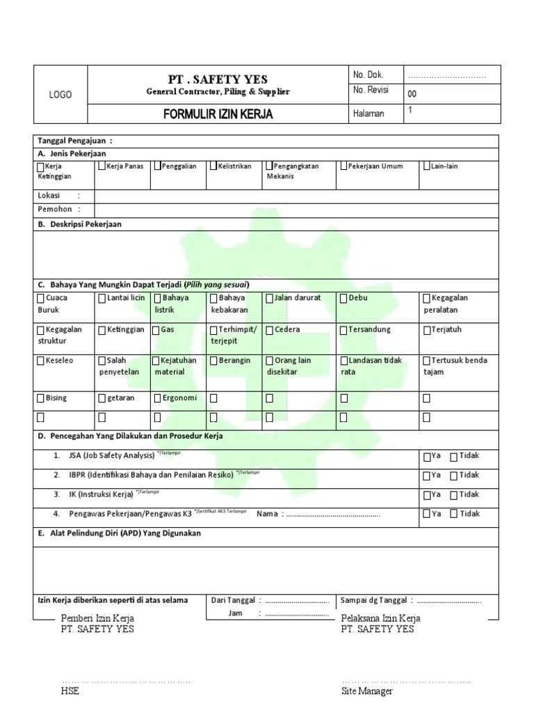 Lembar Kerja WORK PERMIT | PDF