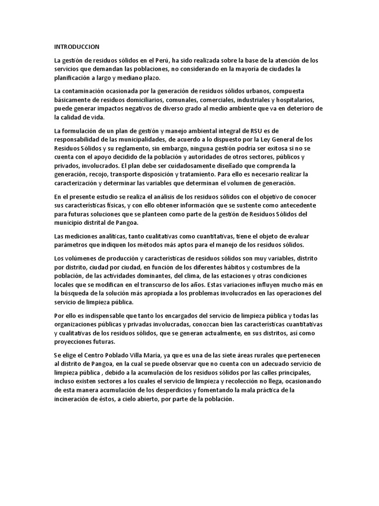 INTRODUCCION | PDF | Residuos | Gestión de residuos