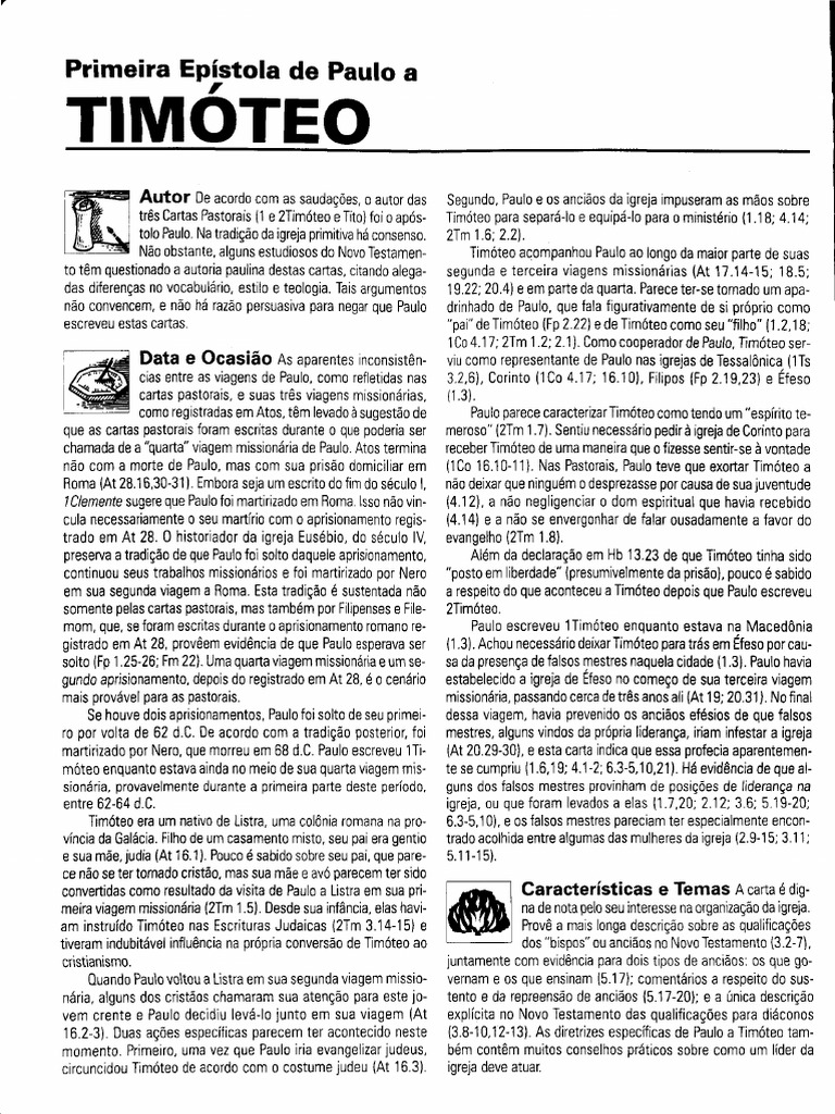 1 Timóteo | PDF | Apóstolo Paulo | Jesus