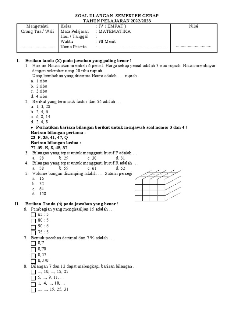 Soal Ulangan Semester Genap | PDF