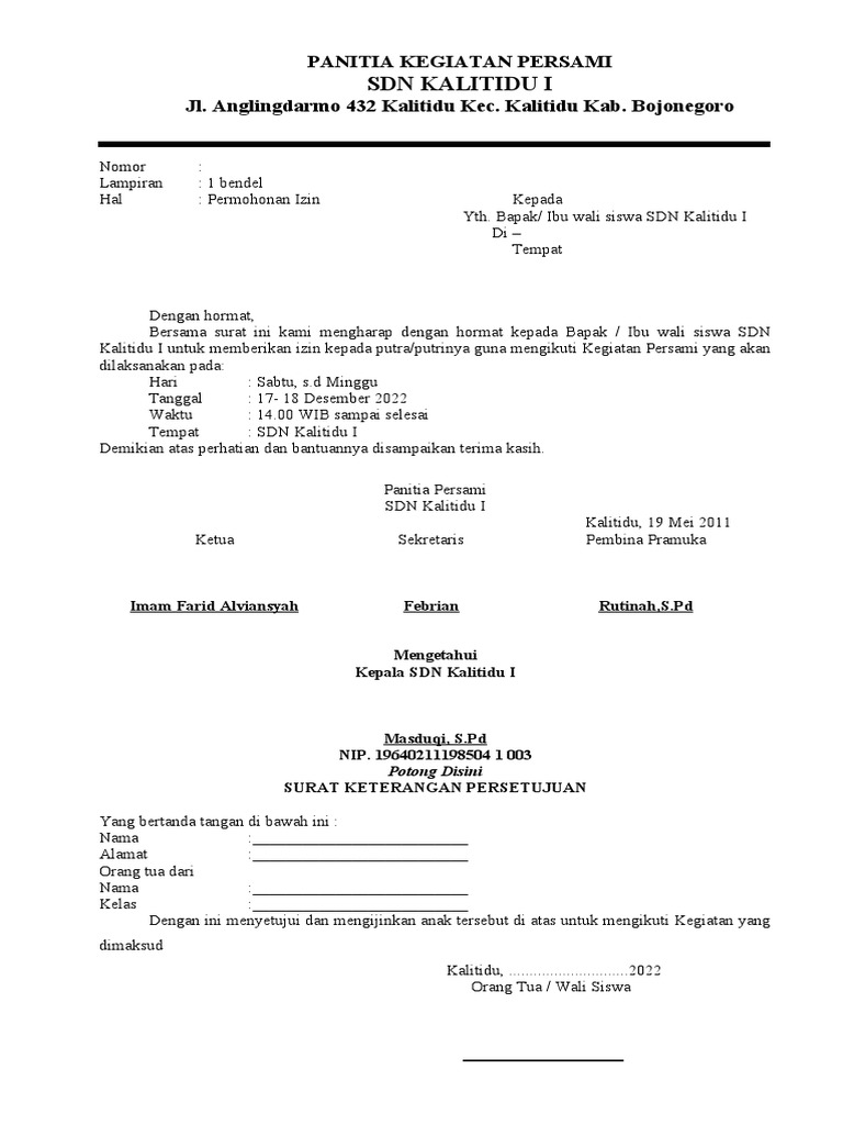 Surat Izin Persami 2022 | PDF