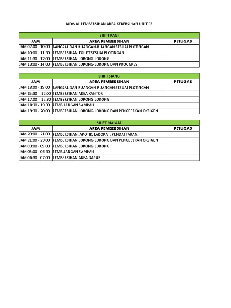 Jadwal Resik CS | PDF