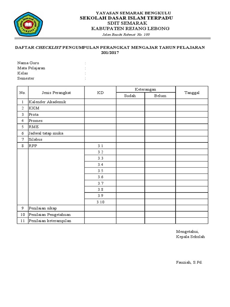 Daftar Checklist Pengumpulan Perangkat | PDF