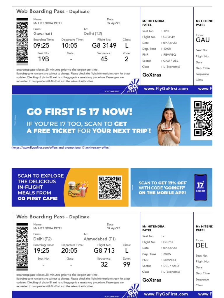 09:25 10:05 G8 3149 L 19B - 45 2 GAU: Web Boarding Pass Web Boarding Pass | PDF | Aviation