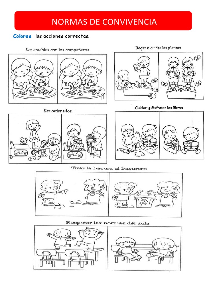 Dibujos De Normas De Convivencia En El Aula Para Colorear