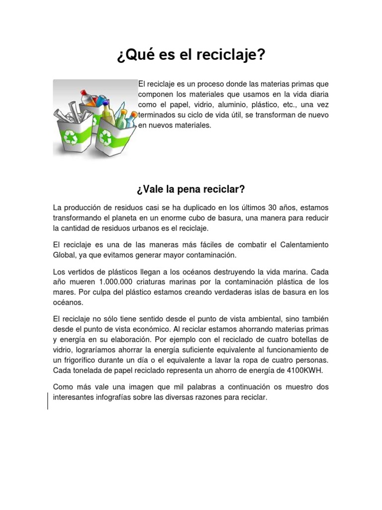 Importancia y Beneficios del Reciclaje | PDF | Reciclaje | Residuos