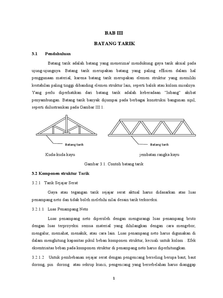 Bab Iii Batang Tarik: 3.1 Pendahuluan | PDF