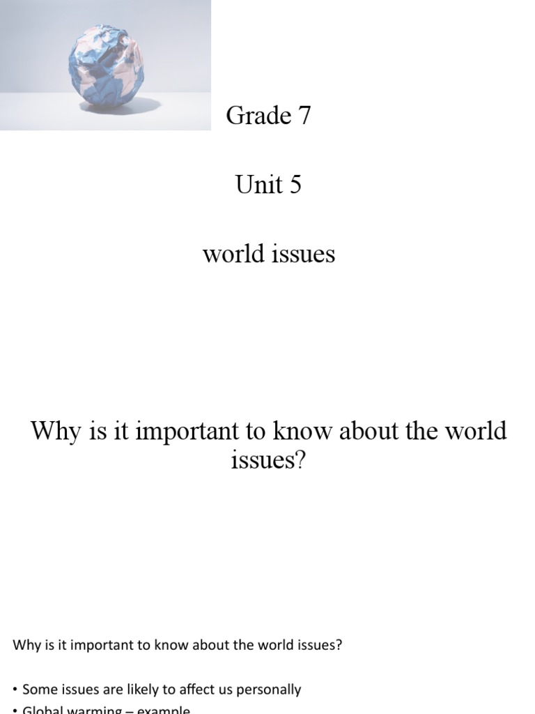 Grade 7 Unit 5 World Issues | PDF | Climate Change | Climate