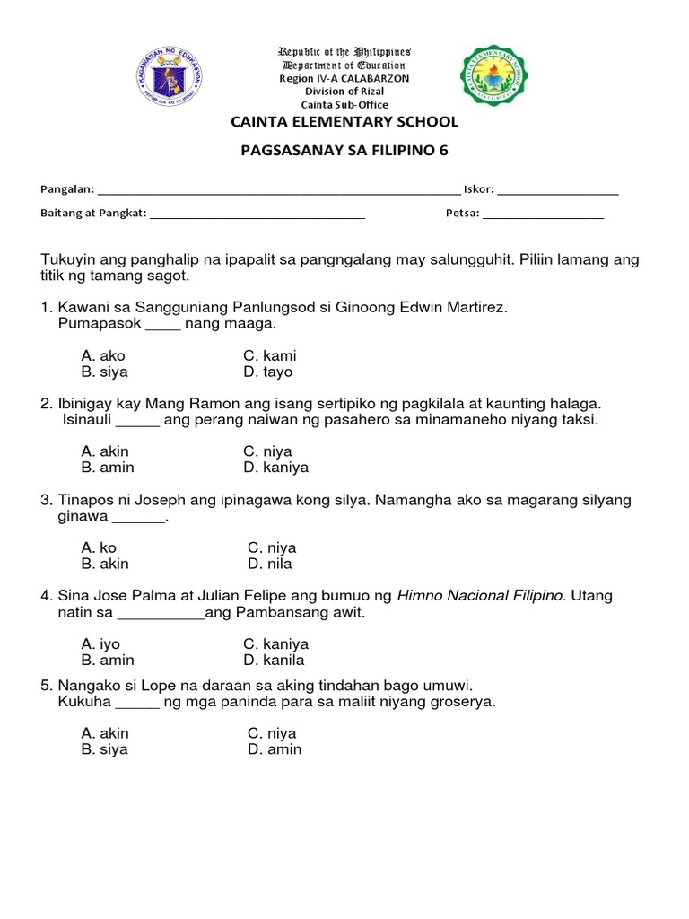 Activity Sa Filipino 6 | PDF