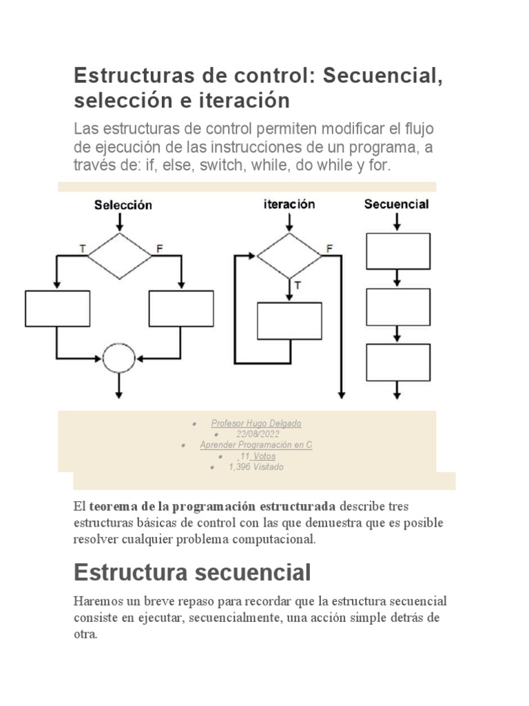 Estructuras de Control: Secuencial, Selección e Iteración | PDF ...